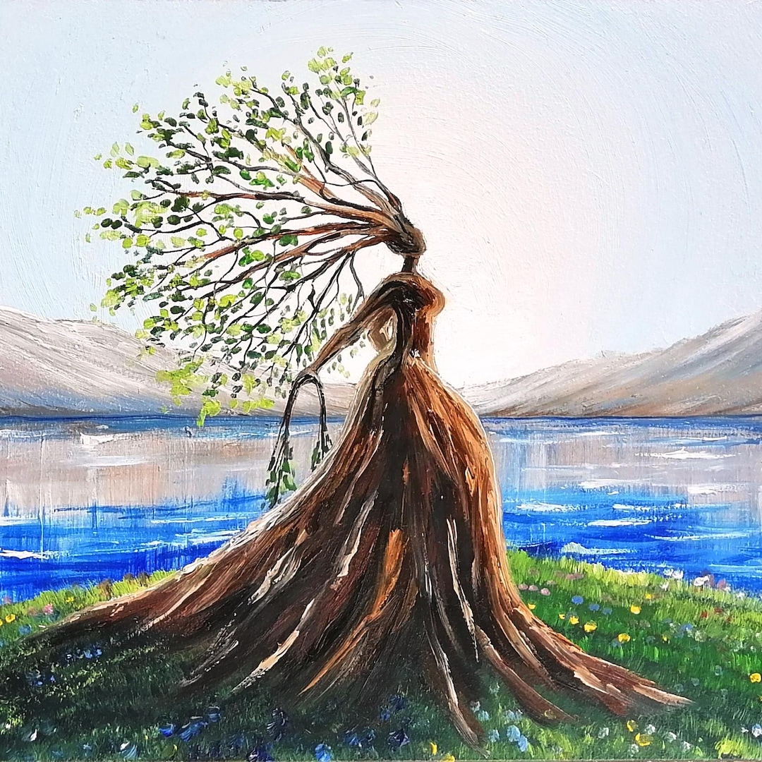 Mother Earth Oil Painting Original Tree of Life Earth Goddess Art 8x10 ...