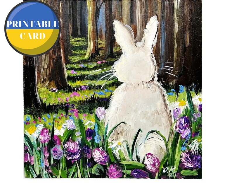 Easter Postcard DIGITAL Printable Bunny Rabbit Postcard 4x4 - Etsy