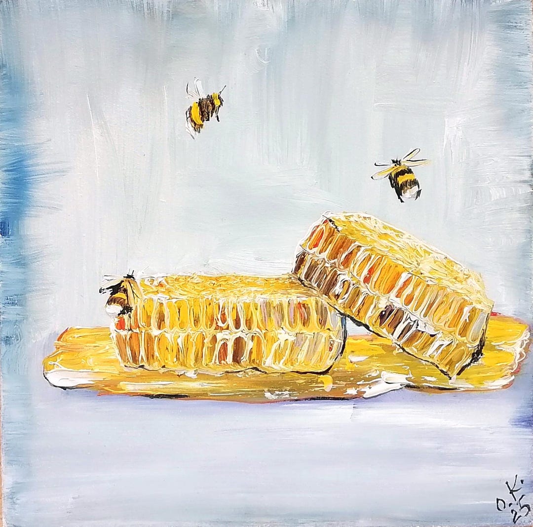 Honeycomb & Bees Oil Painting Original Moody Kitchen Still Life ...