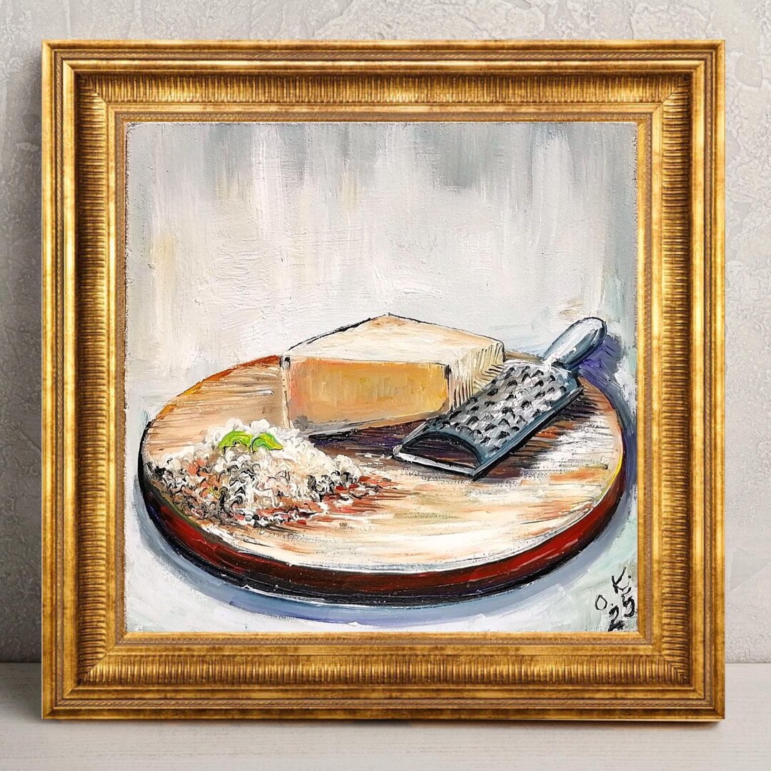 Parmesan Cheese Art Oil Painting Original Kitchen Food Farmhouse Decor ...