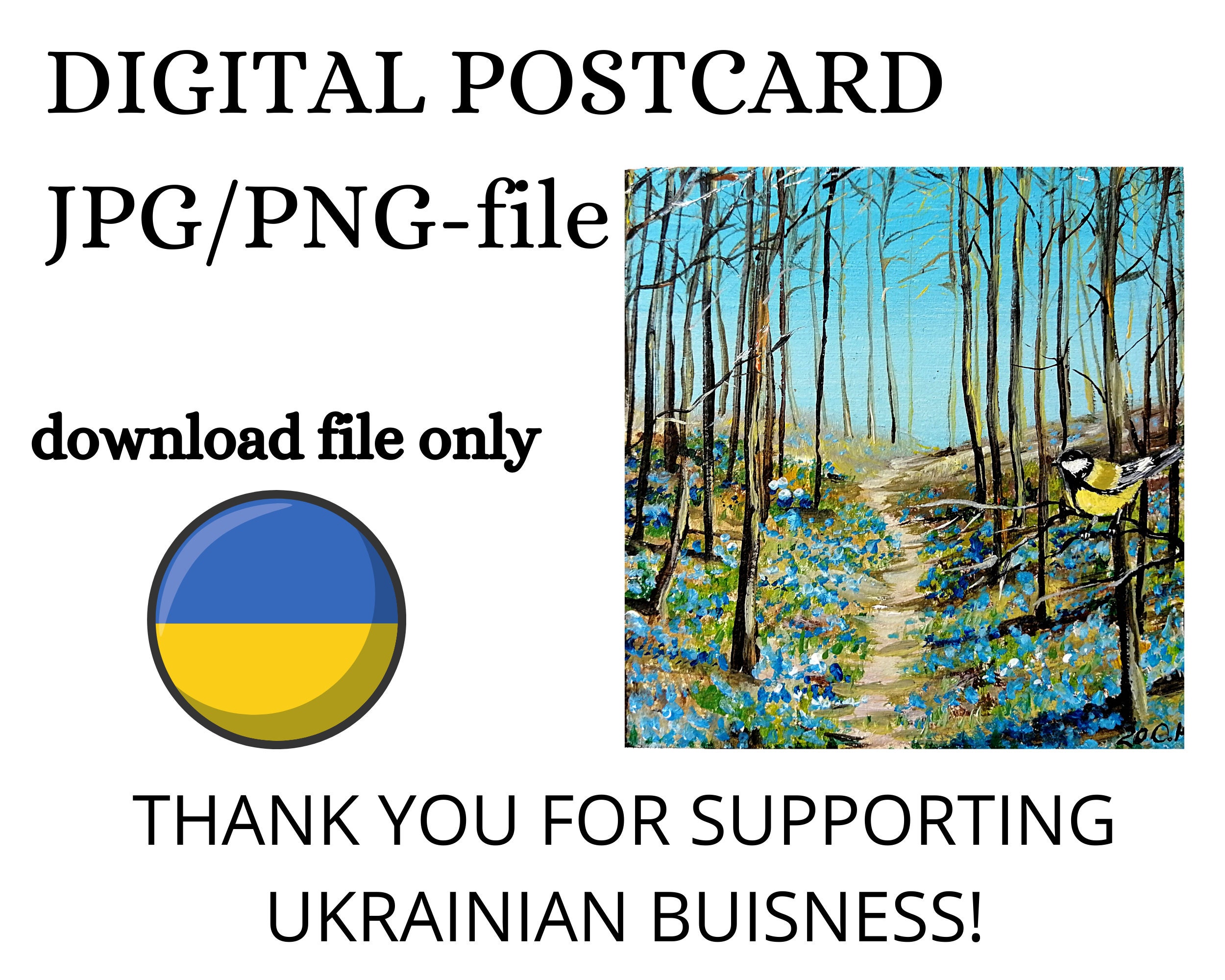 DIGITAL Printable Postcard 4x4 Spring Forest Art Landscape | Etsy