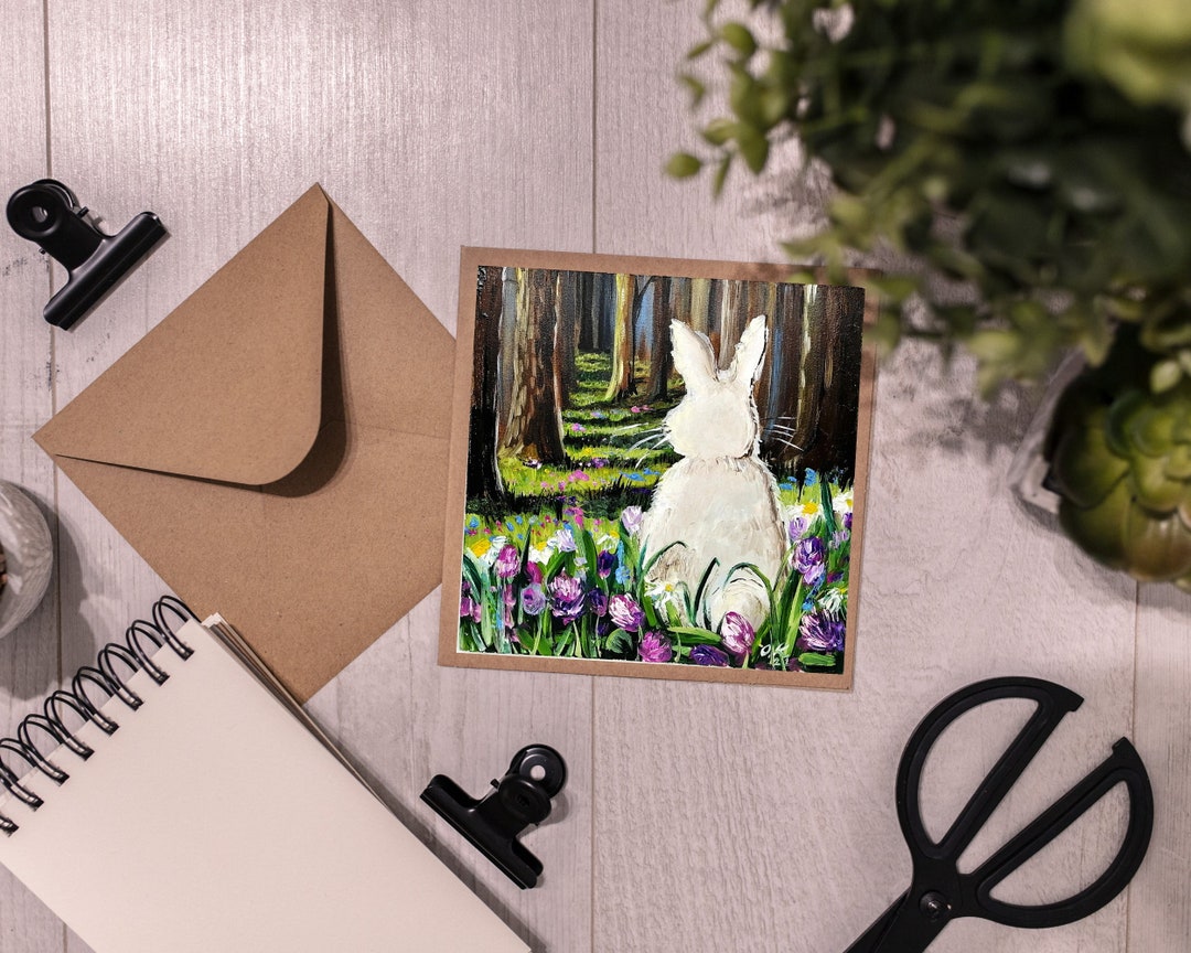 Easter Postcard DIGITAL Printable Bunny Rabbit Postcard 4x4 - Etsy