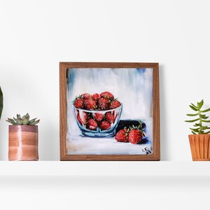 Strawberry Painting Original Miniature Art Small Still Life Oil ...