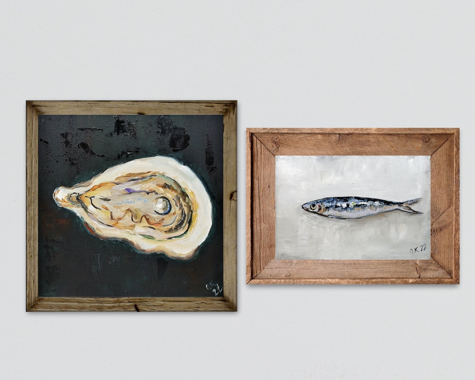 Sardine Art Original Painting Sardines Still Life Oil Painting ...