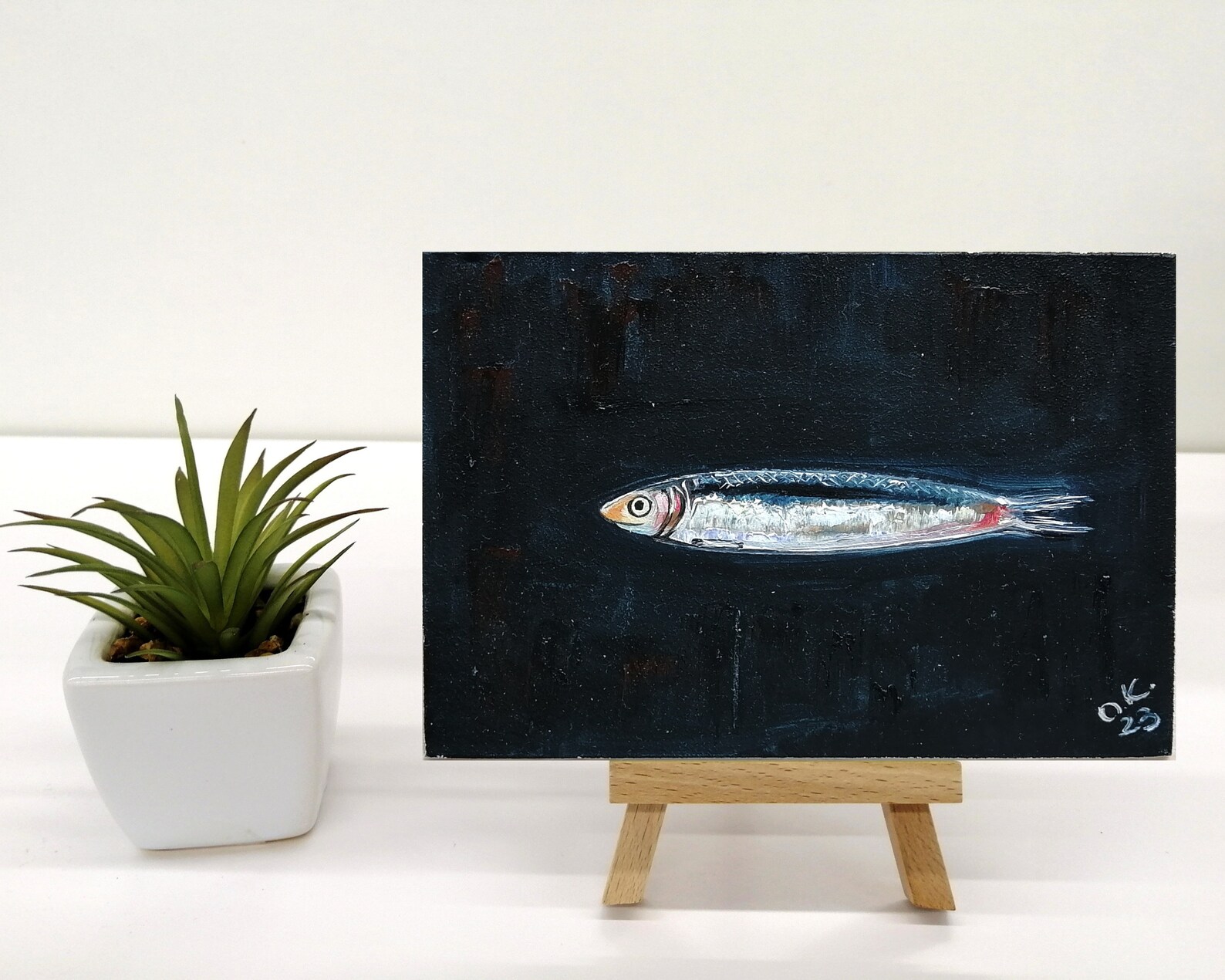 Sardine Art Original Painting Sardines Still Life Oil Painting ...