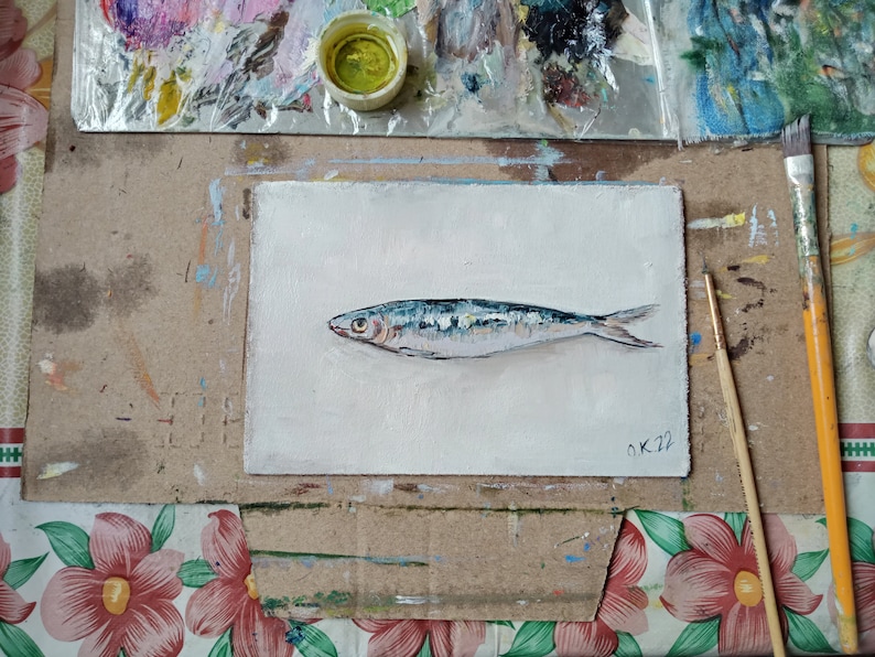 Sardine Art Original Painting Sardines Still Life Oil Painting - Etsy