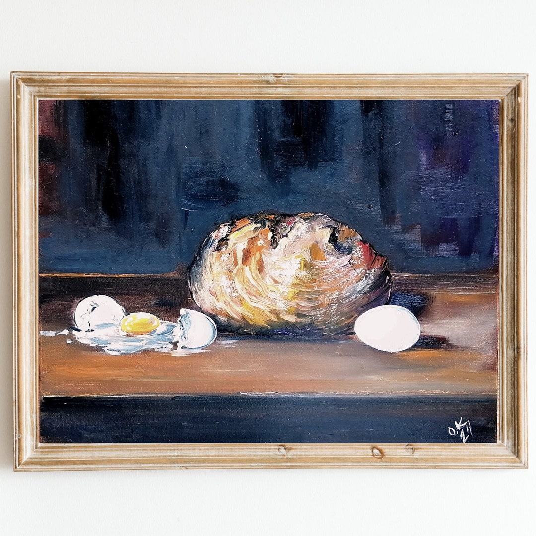 Small Still Life Oil Painting Sourdough Bread Original Art French ...