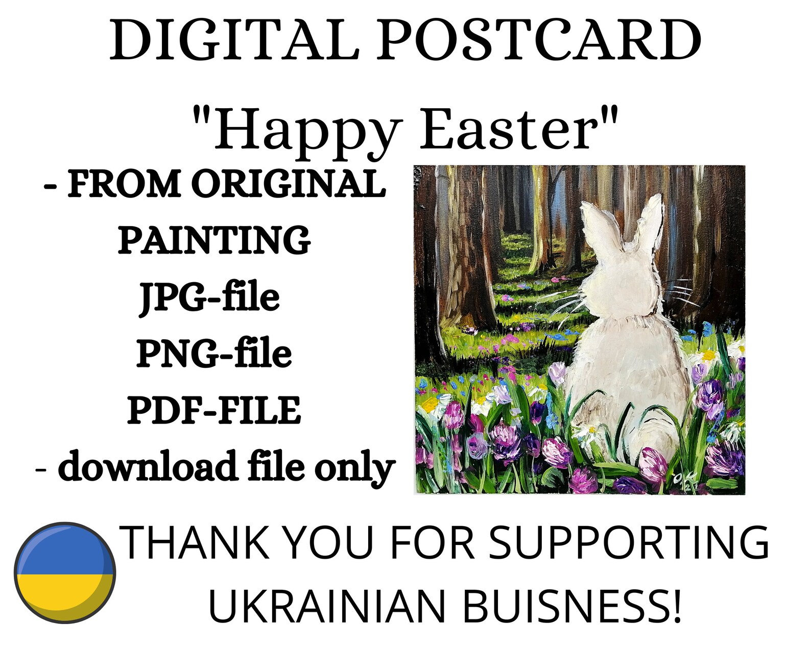 Easter Postcard DIGITAL Printable Bunny Rabbit Postcard 4x4 | Etsy