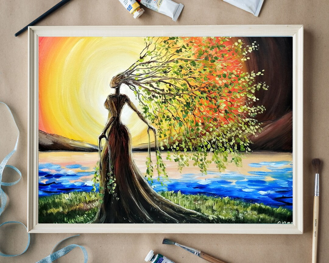 Mother Nature Painting Tree of Life Original Art Gaia Goddess - Etsy