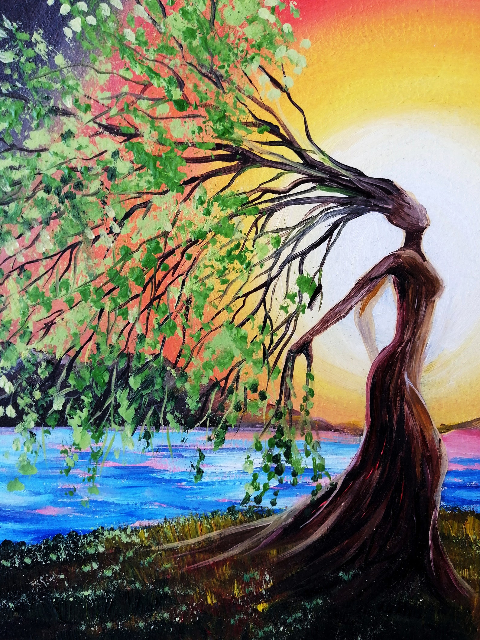 Mother Earth Painting Tree of Life Oil Painting Goddess - Etsy