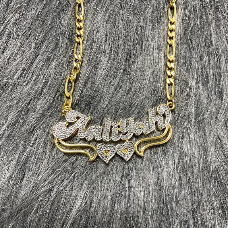 Custom Nameplate Necklace Name Necklace Double Plated Name - Etsy
