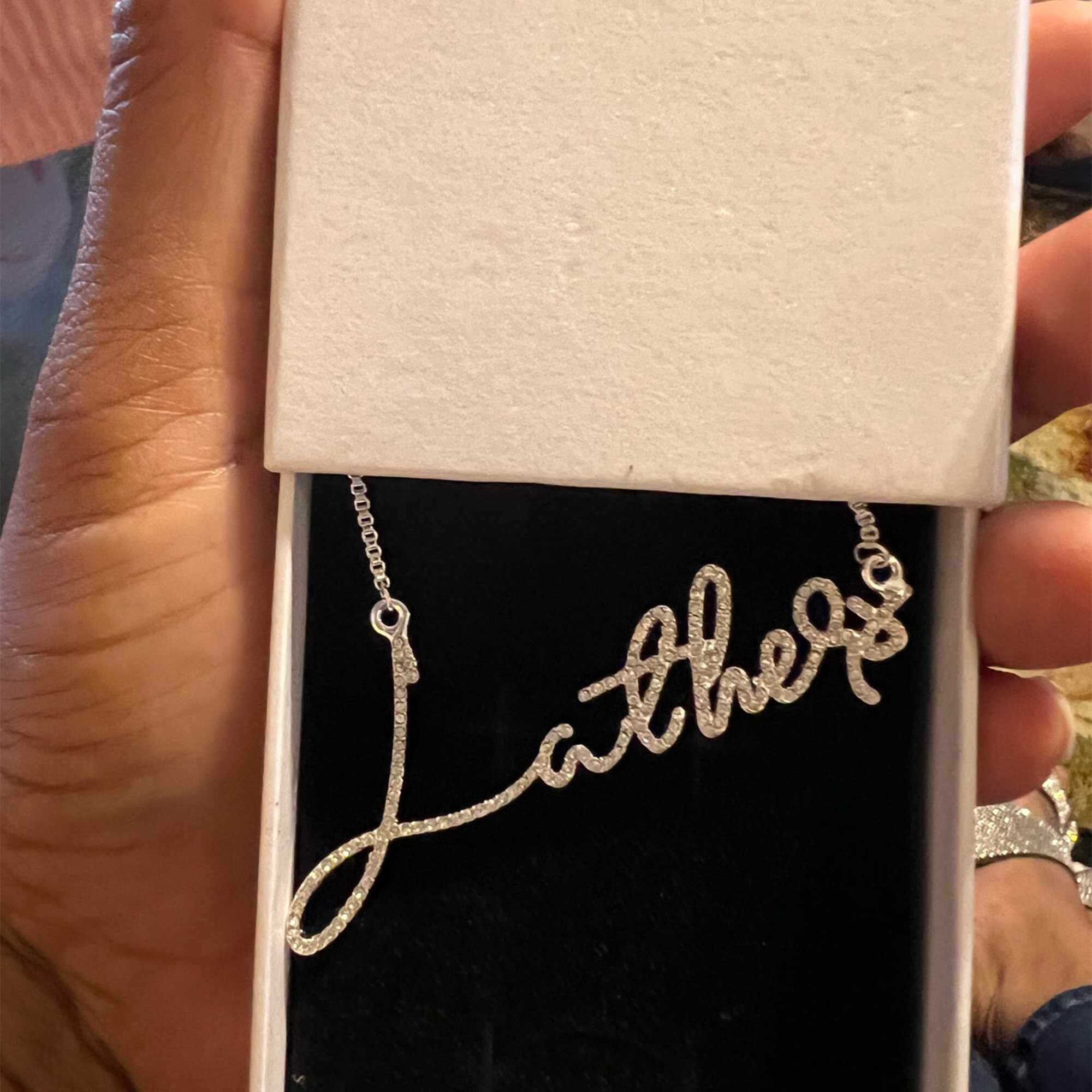 Custom Diamond Name Necklacecrystal Letters Necklacename | Etsy