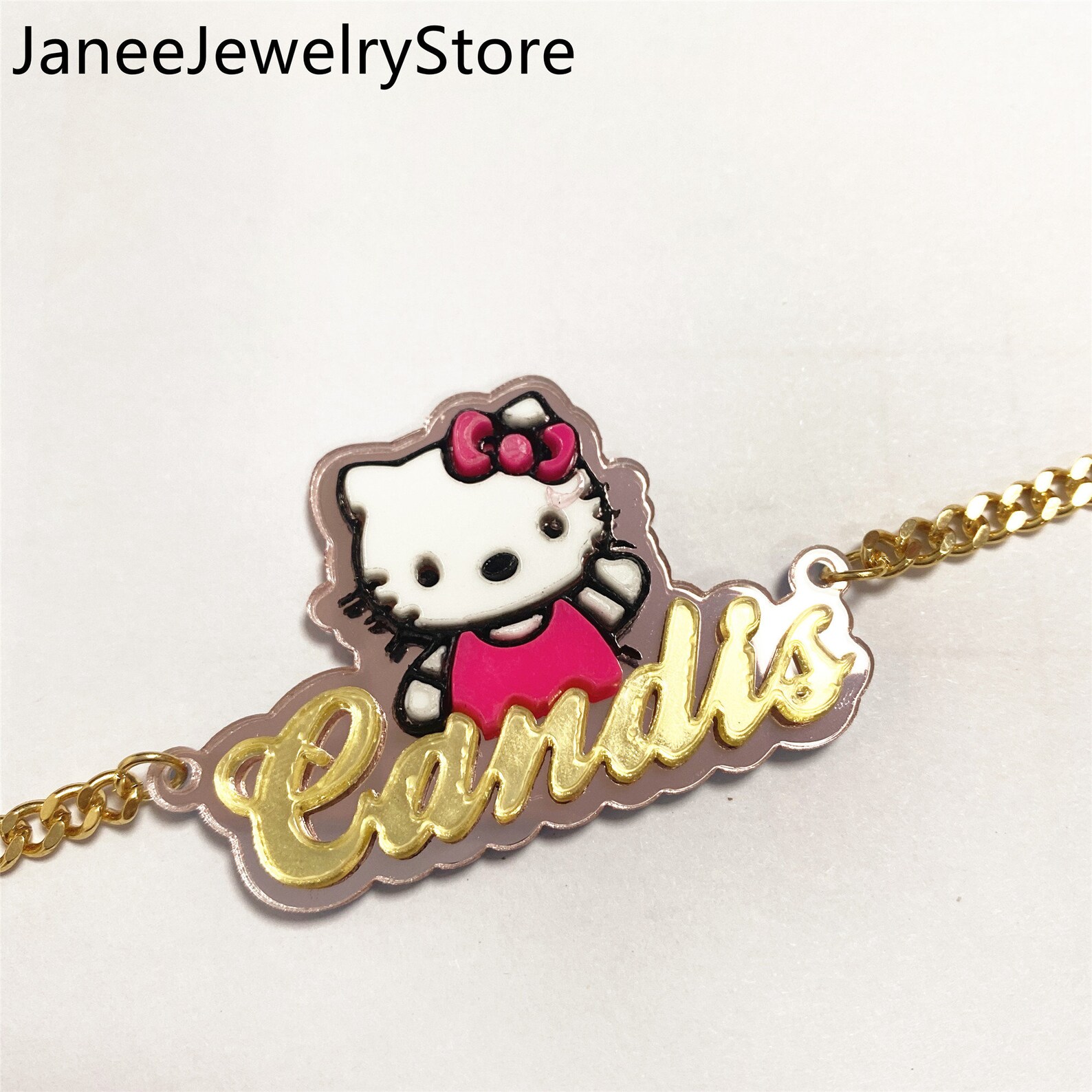 Personalized Hello Kitty Necklace Acrylic Name Necklace | Etsy