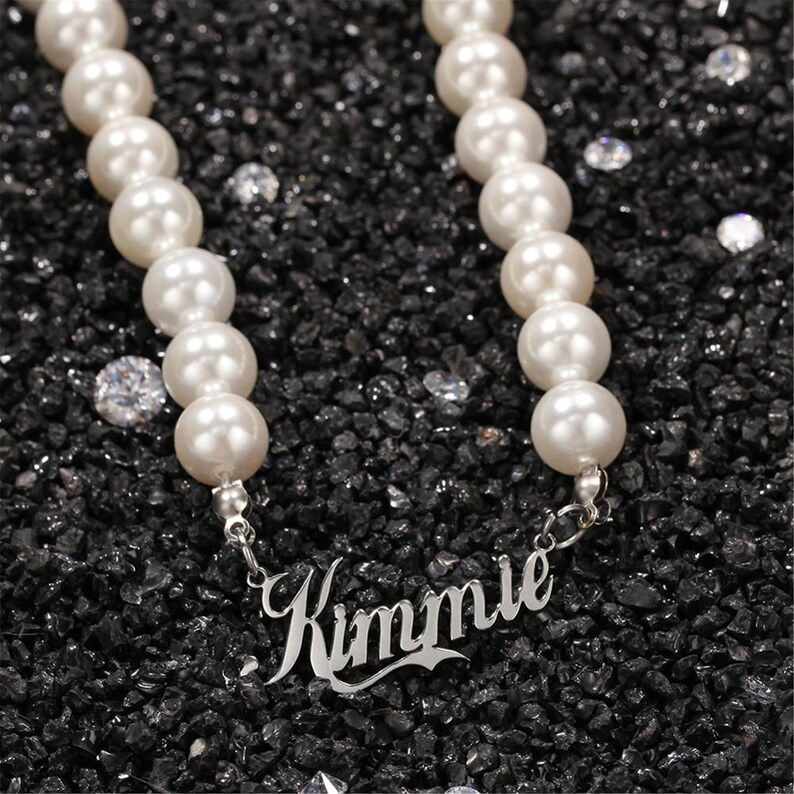 Personalized Pearl Necklace Name Pearl Necklaces Pearl - Etsy