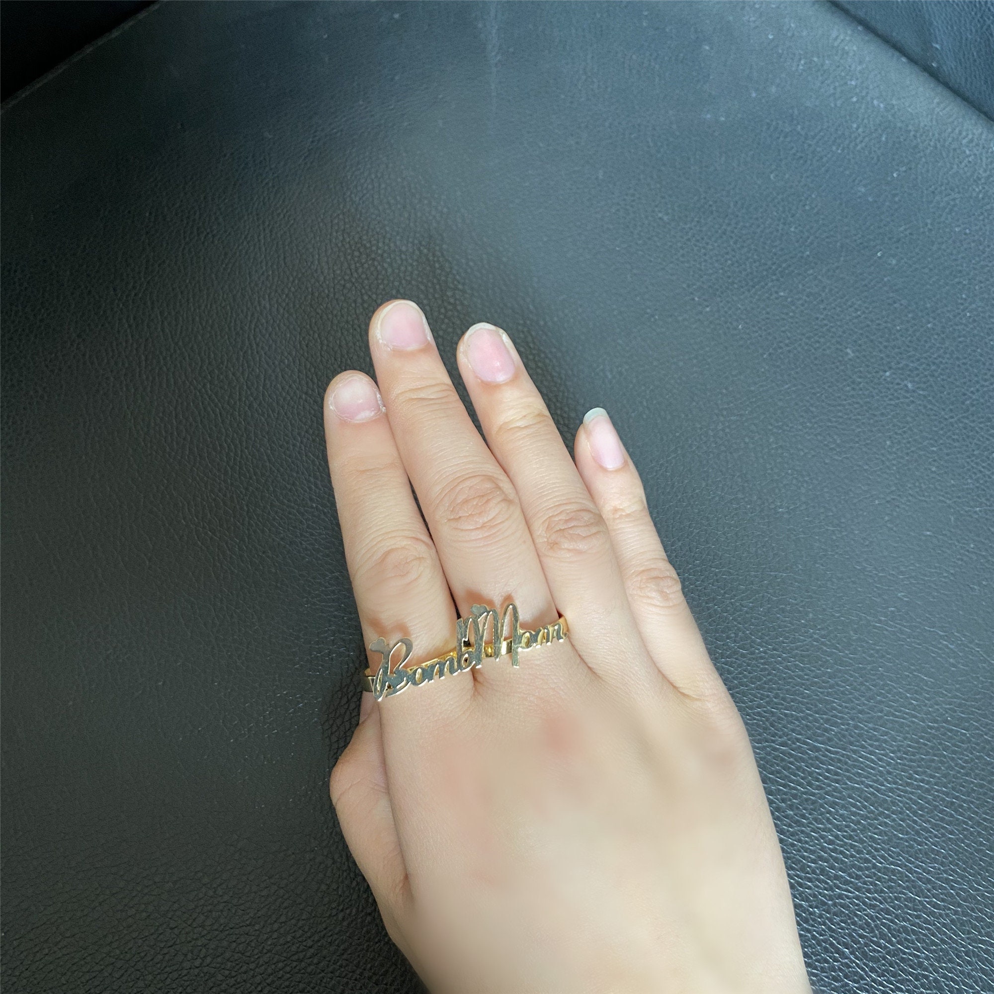 Personalized Name Ring Two Finger Name Ring Custom Ring | Etsy