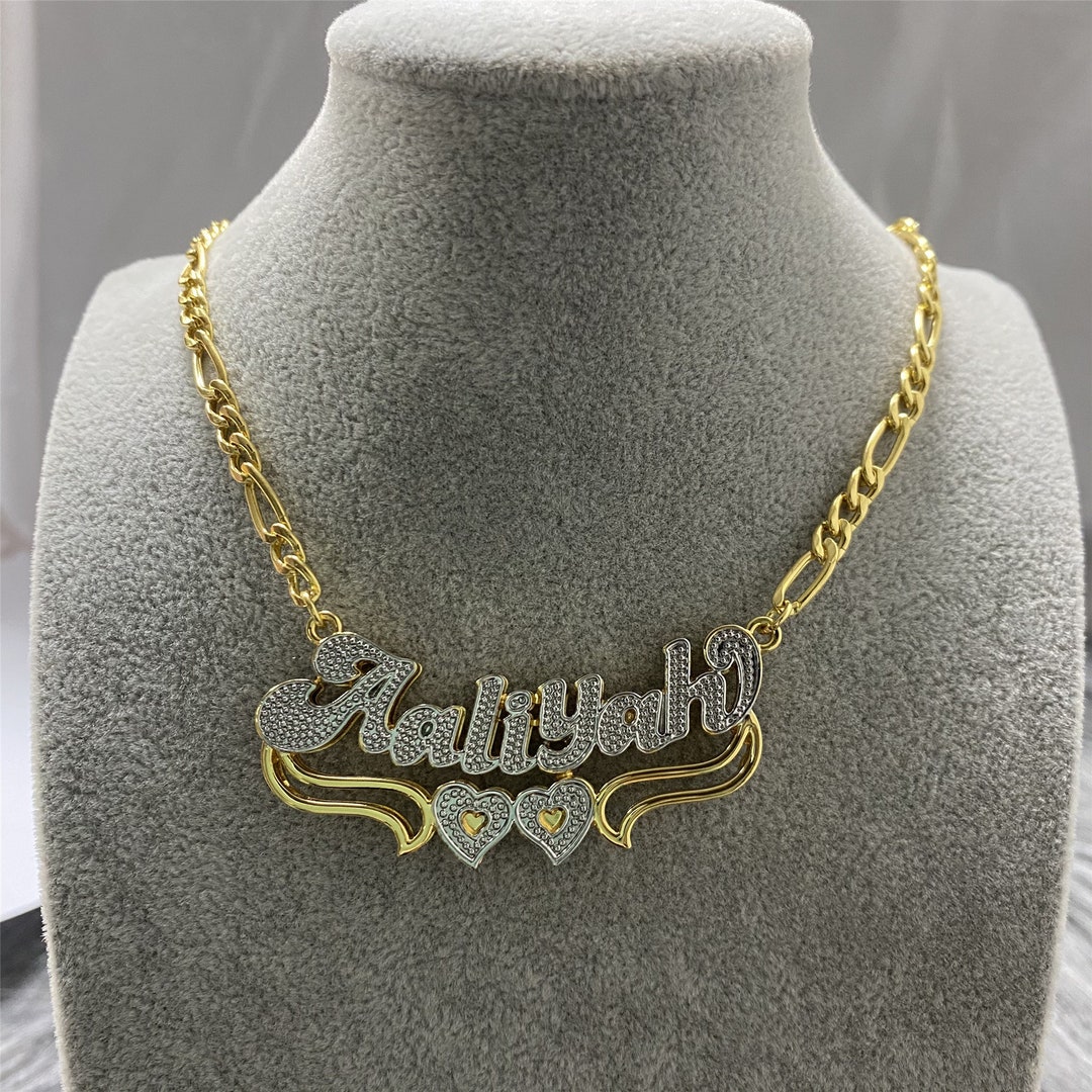 Custom Nameplate Necklace, Name Necklace, Double Plated Name Necklace ...