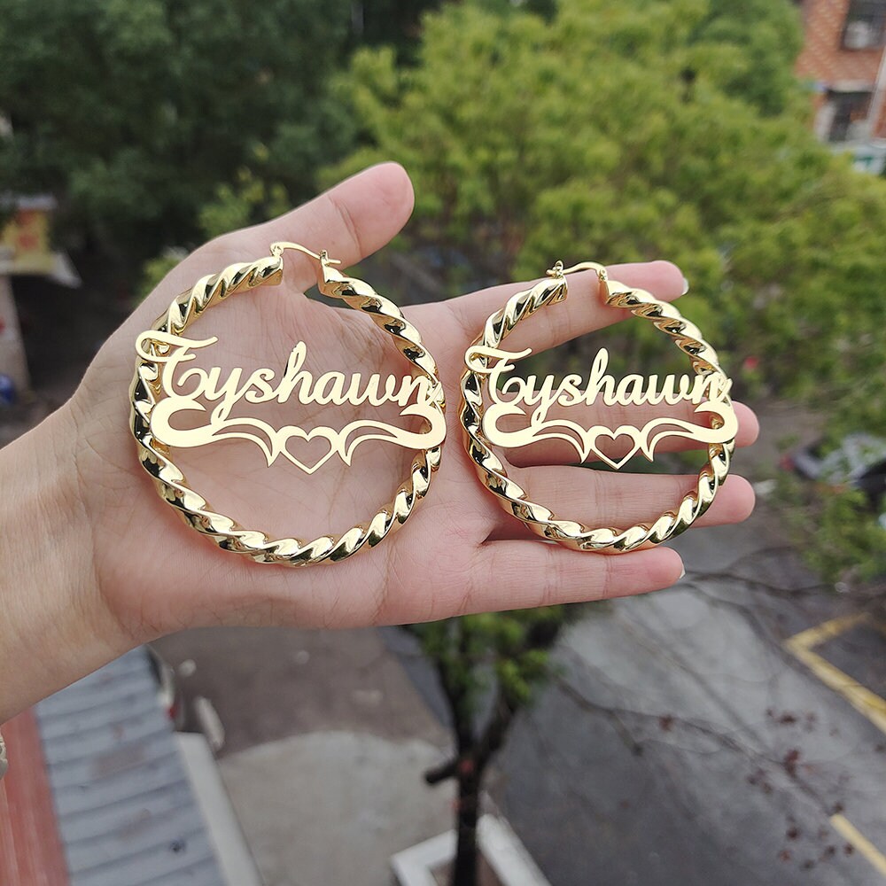Custom Hoop Name Earrings Name Hoop Earring Personalized Earring Custom Earring Gold Name Earring Big Hoops Custom Name Hoops Gift for Her