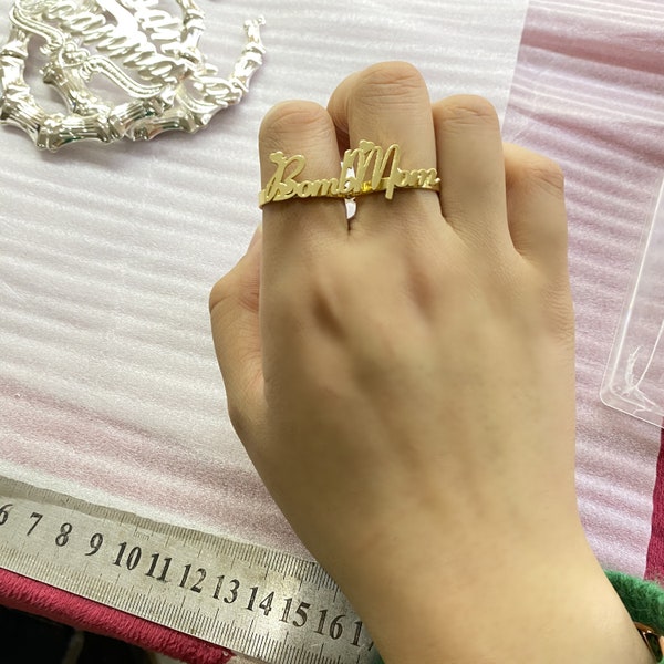 Two Finger Personalized Name Ring - Etsy