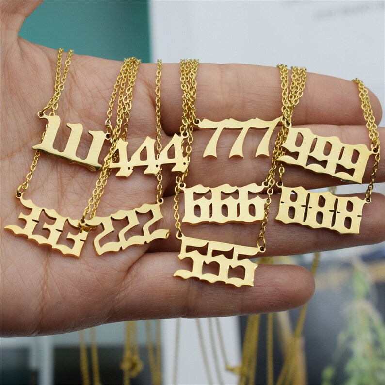 Custom Angel Number Necklacesold English Necklacegold Name - Etsy