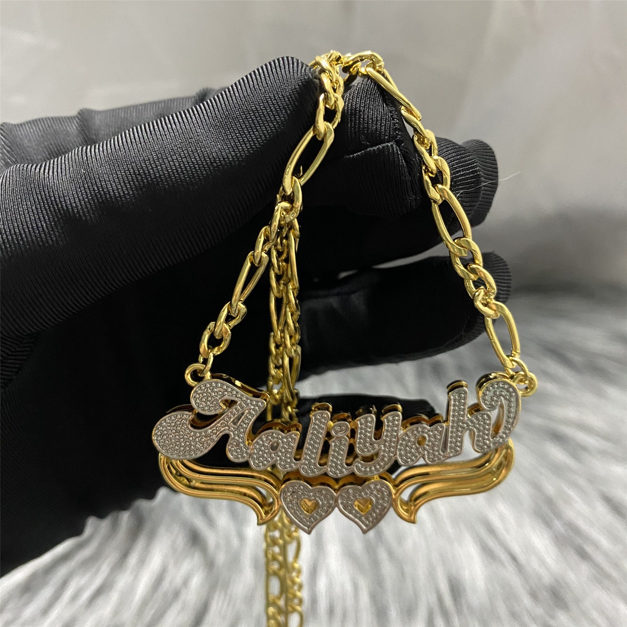 Custom Nameplate Necklace Name Necklace Double Plated Name - Etsy