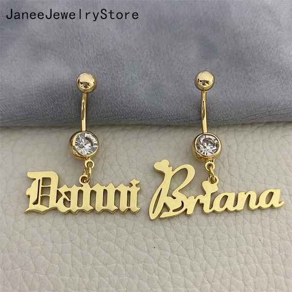 Initial Belly Ring - Etsy