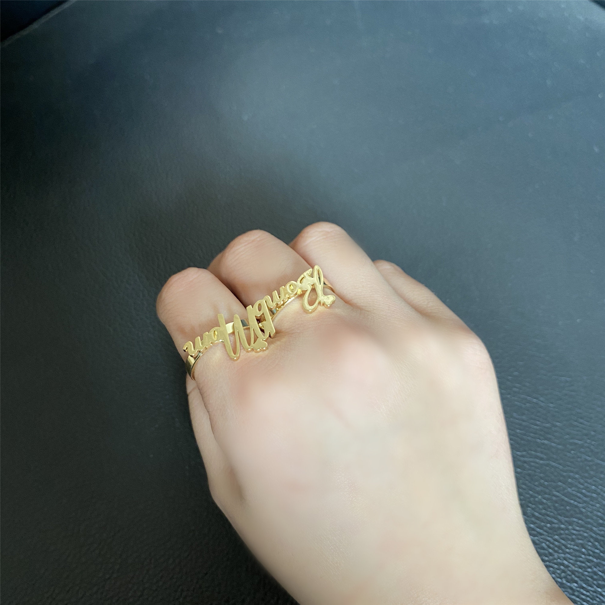 Personalized Name Ring Two Finger Name Ring Custom Ring | Etsy