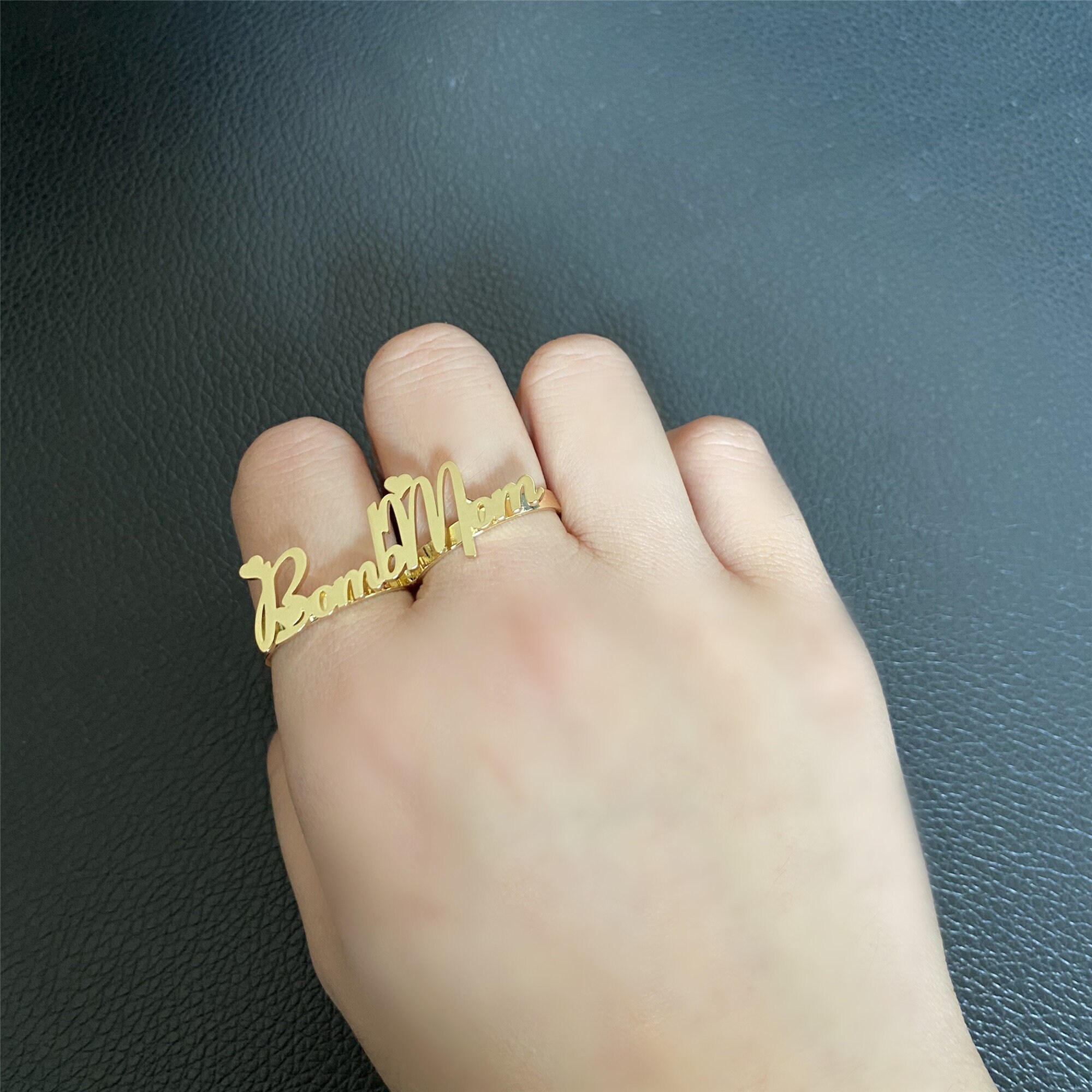 Personalized Name Ring Two Finger Name Ring Custom Ring | Etsy