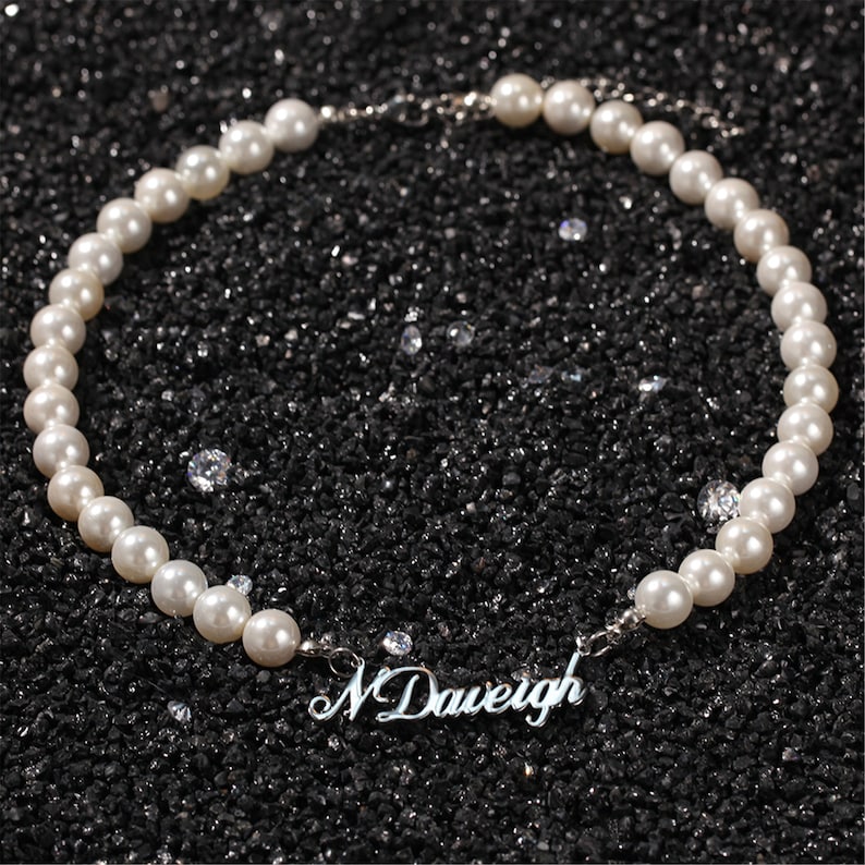 Personalized Pearl Necklace Name Pearl Necklaces Pearl - Etsy