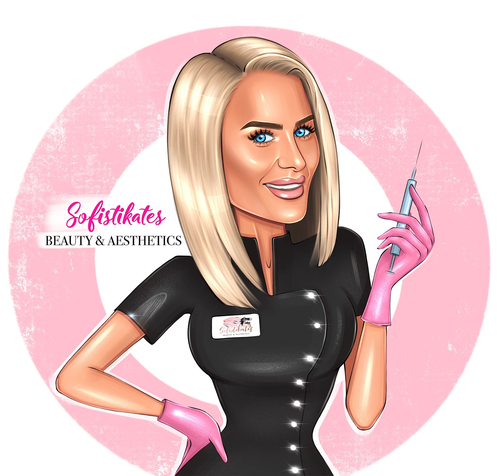 Custom Digital Portrait Esthetician Beauty Logo Personalized | Etsy