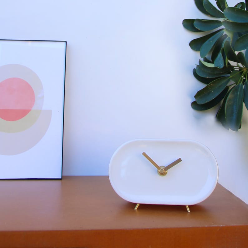 Clock for Office Desk | Modern Shelf Clock With Golden Hands | Beside ...