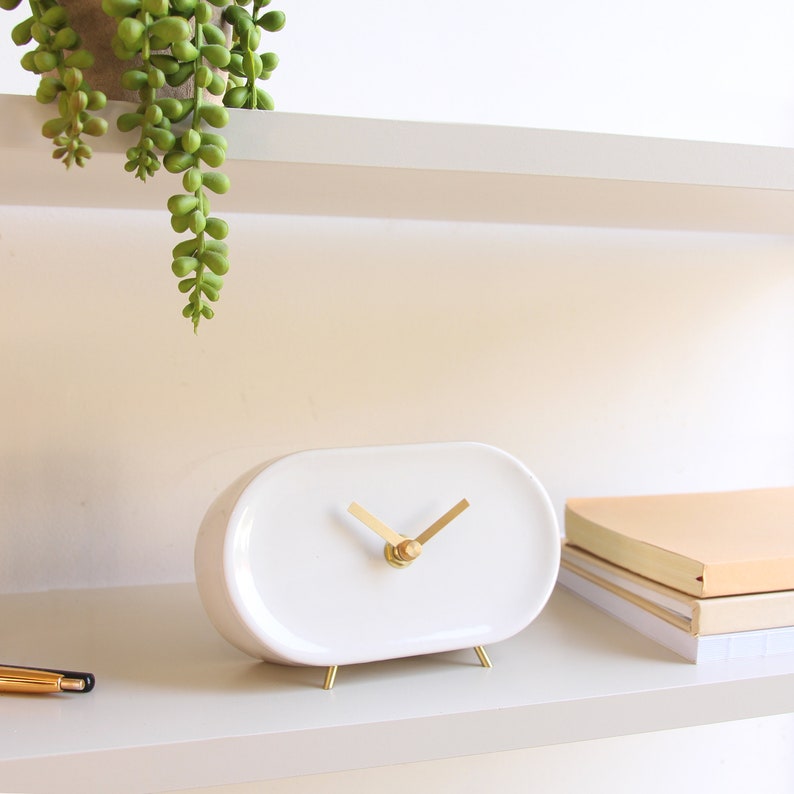 Clock for Office Desk | Modern Shelf Clock With Golden Hands | Beside ...