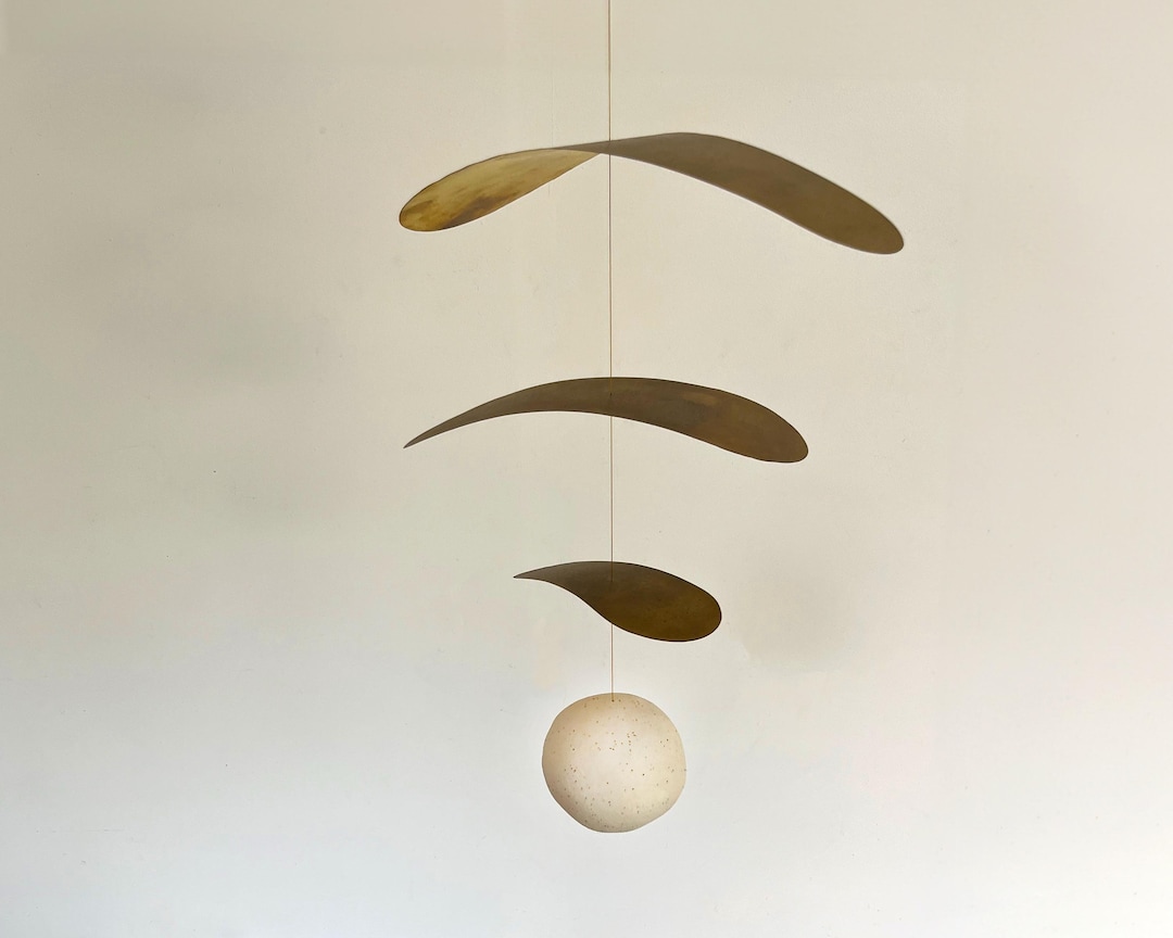 Kinetic Wind Sculpture | Hanging Mobile | Brass and Ceramic Art ...