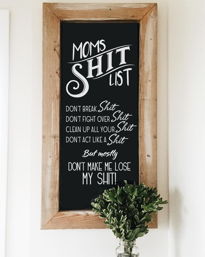 Moms Shit List Digital Diwnload SVG PNG for Sign Making Print, Cricut ...