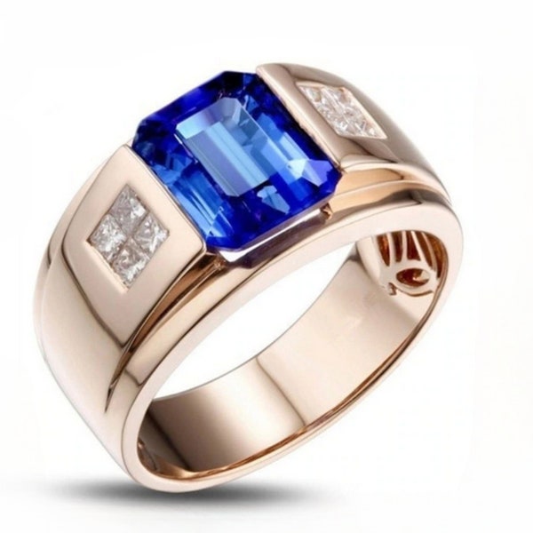 Men’s Lab Created Sapphire Ring - Etsy