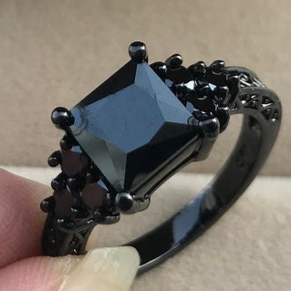 Black Square Ring - Etsy