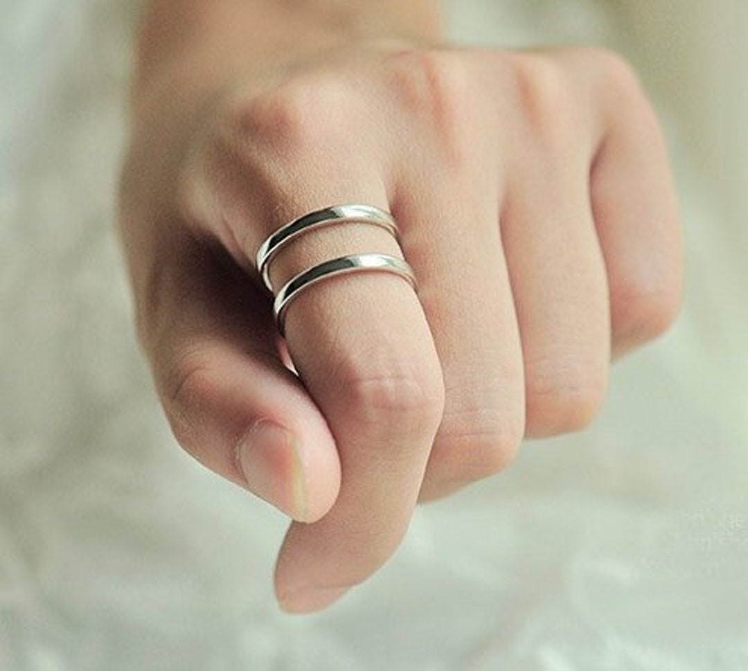 Geometric Double Layer Ring 925 Silver Ring Everyday Ring - Etsy