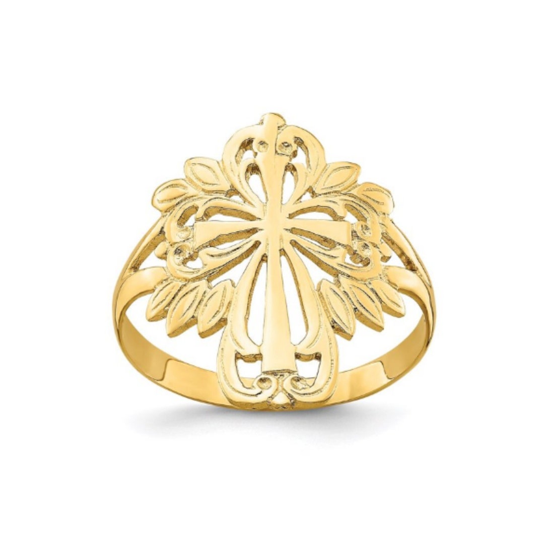 18k Gold Wrapped Cross Shape Silver Ring, 925 Sterling Silver Cross ...