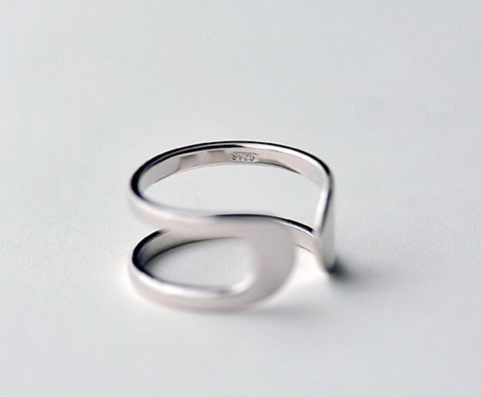 Geometric Double Layer Ring 925 Silver Ring Everyday Ring - Etsy