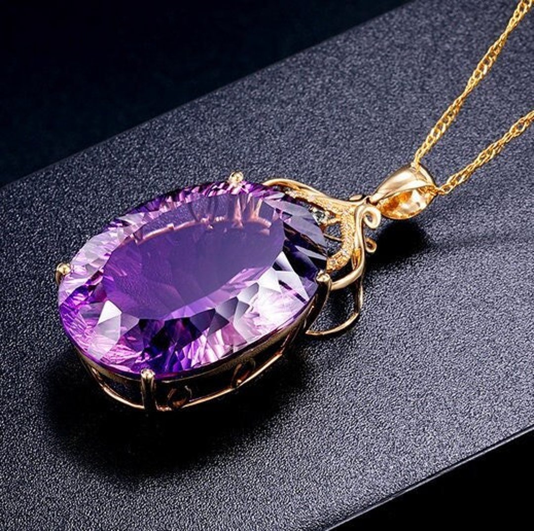 Amethyst Pendent Purple Amethyst Pendent Necklace Purple Amethyst ...
