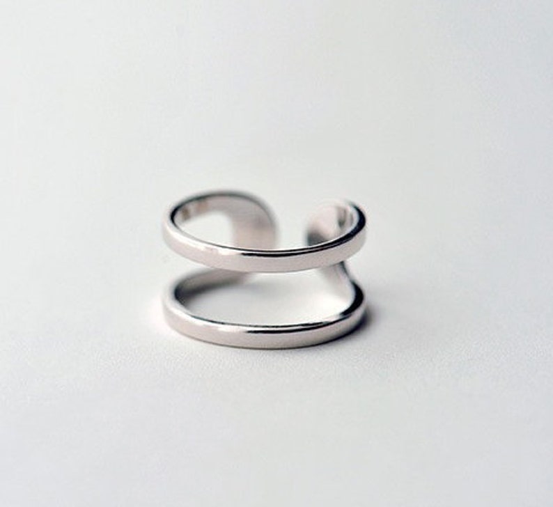Geometric Double Layer Ring 925 Silver Ring Everyday Ring - Etsy