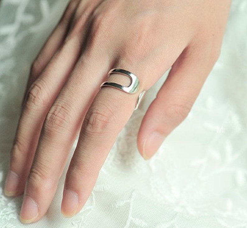 Geometric Double Layer Ring 925 Silver Ring Everyday Ring - Etsy