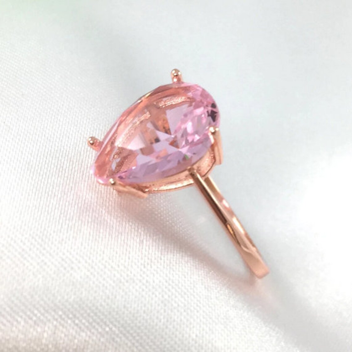 Pink Crystal Stone Ring Pear Stone Ring Wedding Ring | Etsy