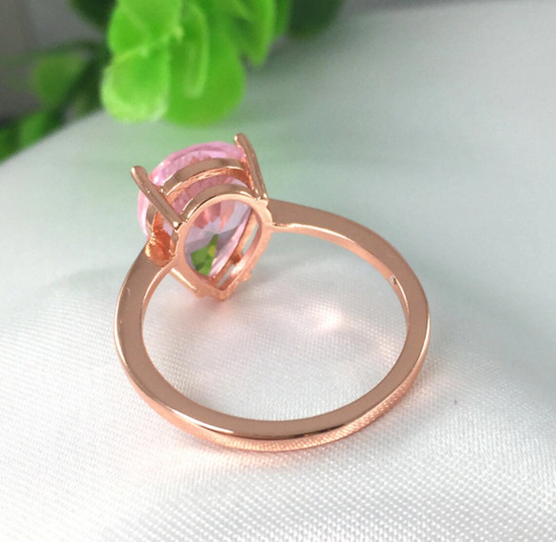 Pink Crystal Stone Ring Pear Stone Ring Wedding Ring | Etsy