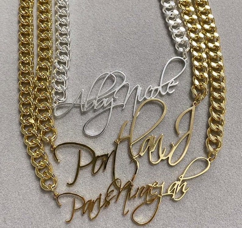 Thick Chain Name Necklace Custom Name Necklace Thick | Etsy