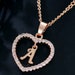 Rhinestone Heart Initial Necklace Initial Heart Pendent Necklace ...