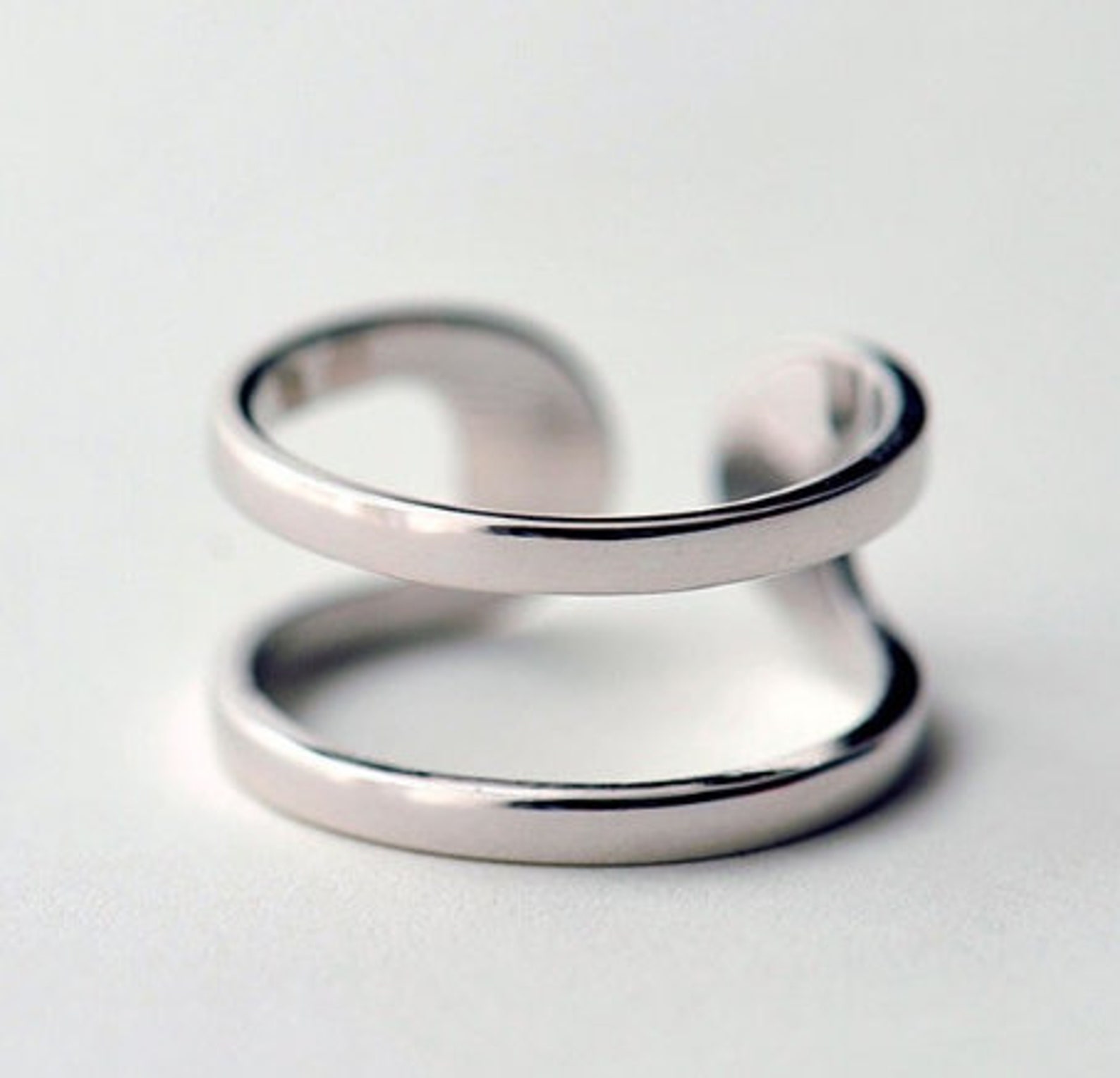 Geometric Double Layer Ring 925 Silver Ring Everyday Ring | Etsy