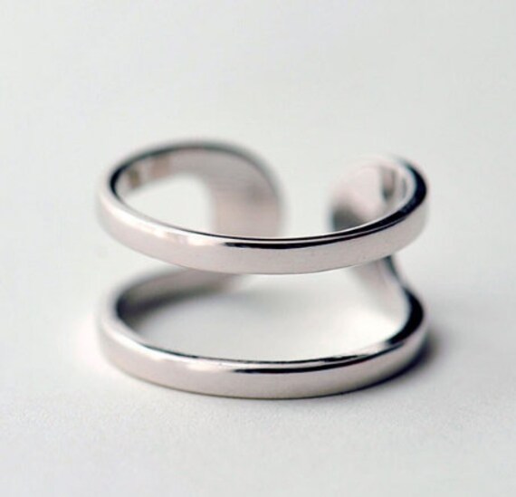 Geometric Double Layer Ring 925 Silver Ring Everyday Ring | Etsy