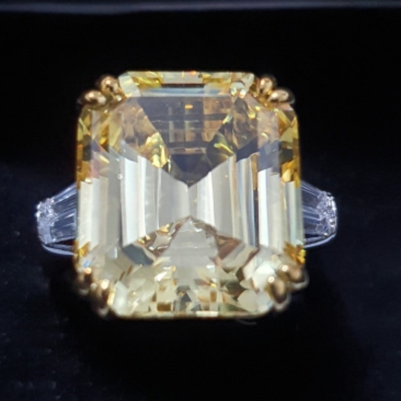Square Citrine Ring November Birthstone Ring Emerald Cut - Etsy
