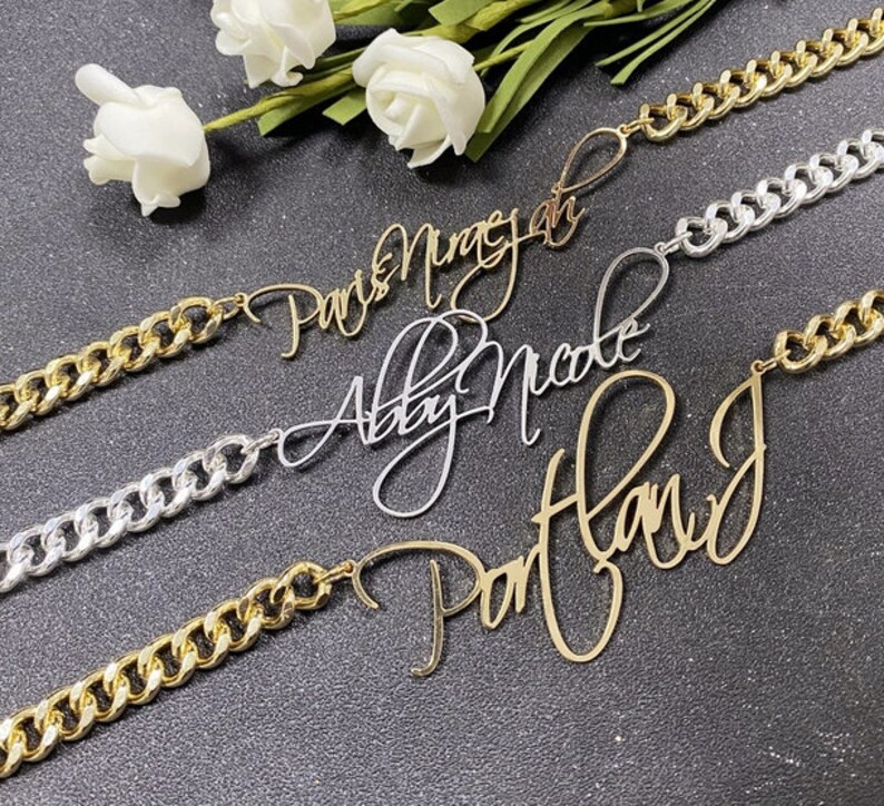 Thick Chain Name Necklace Custom Name Necklace Thick | Etsy