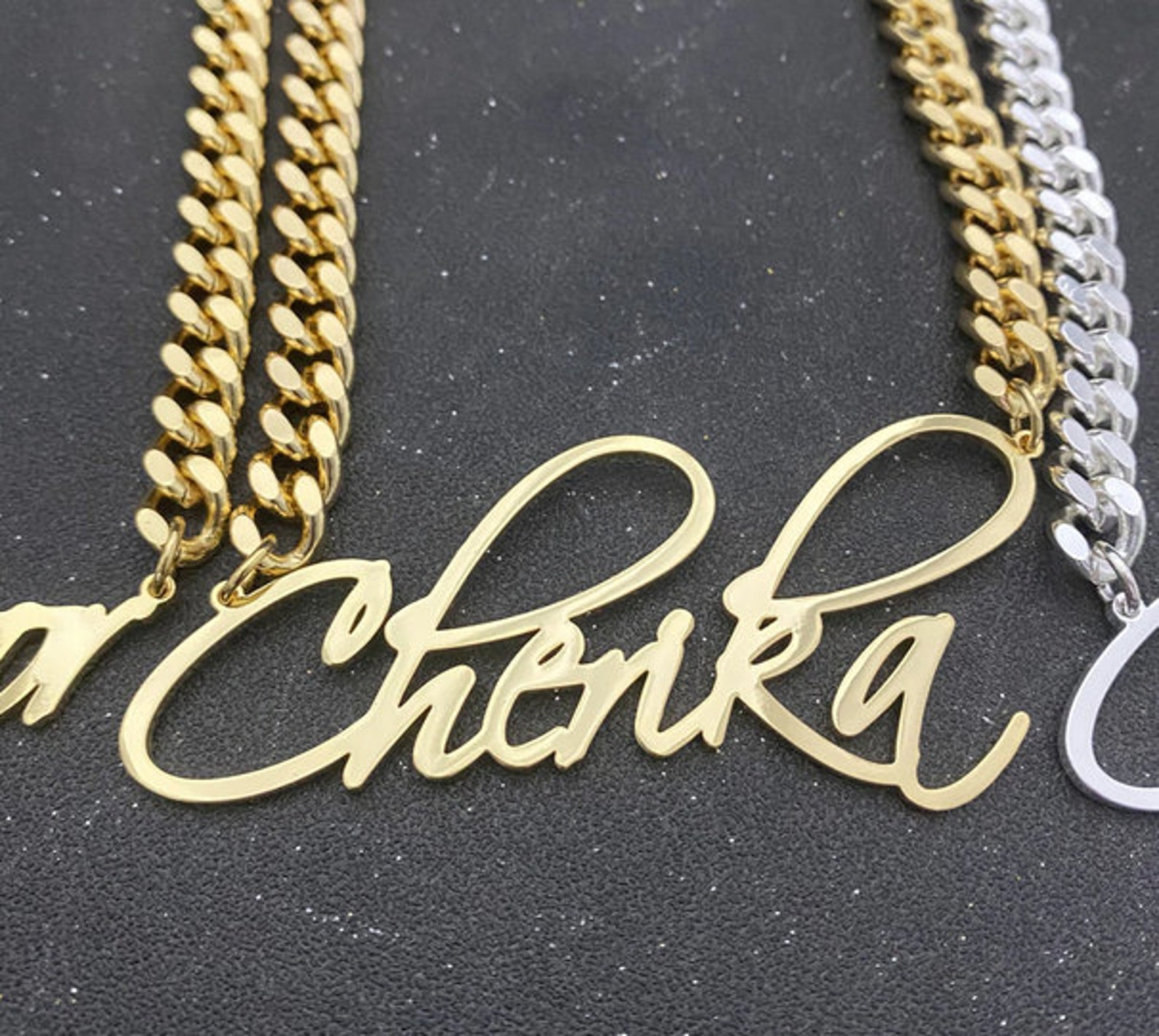 Thick Chain Name Necklace Custom Name Necklace Thick Chain - Etsy